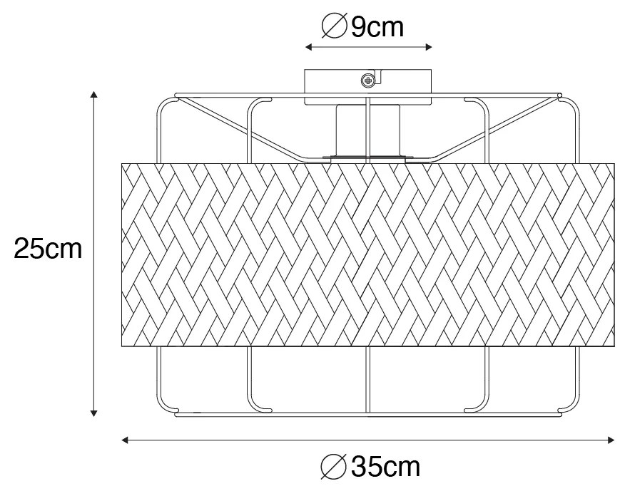 Orientální stropní svítidlo černé s bambusovým dekorem - Irena