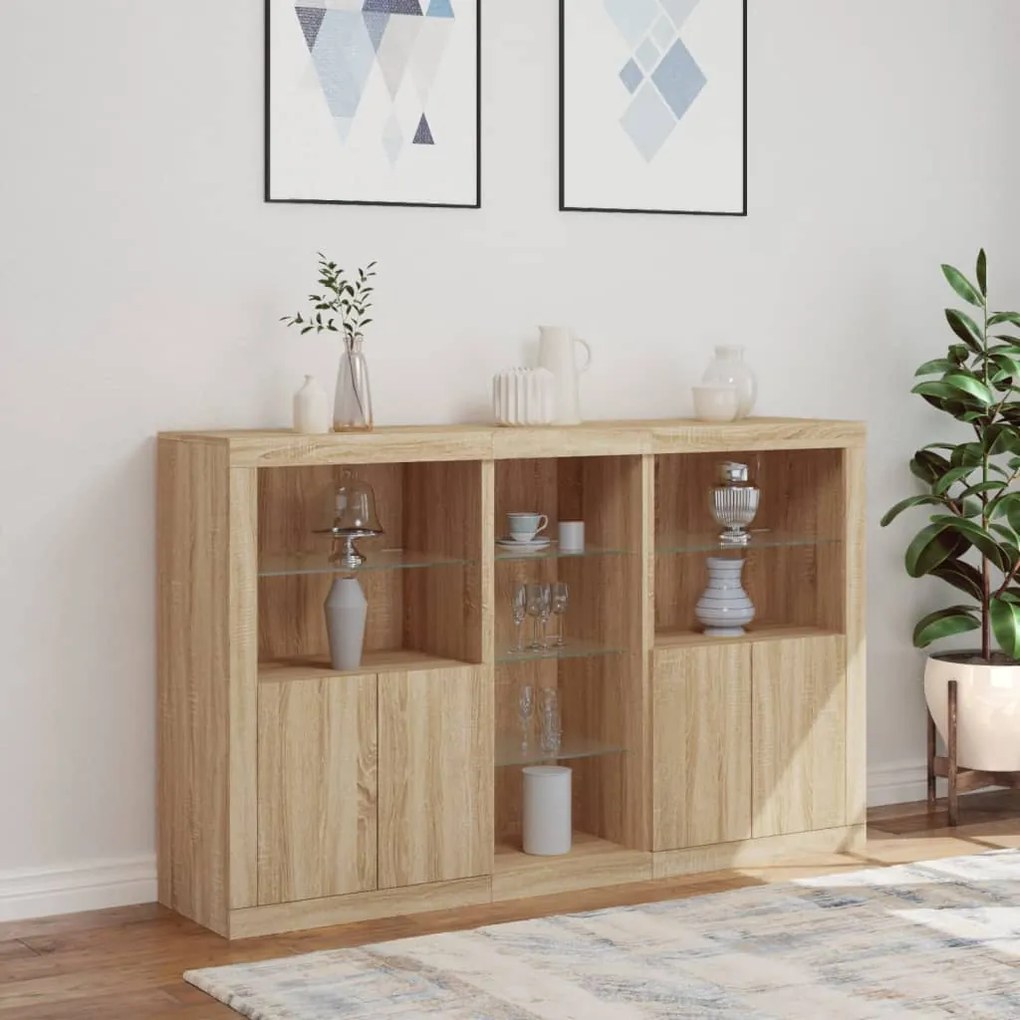 Příborník s LED osvětlením dub sonoma 162 x 37 x 100 cm 3209172