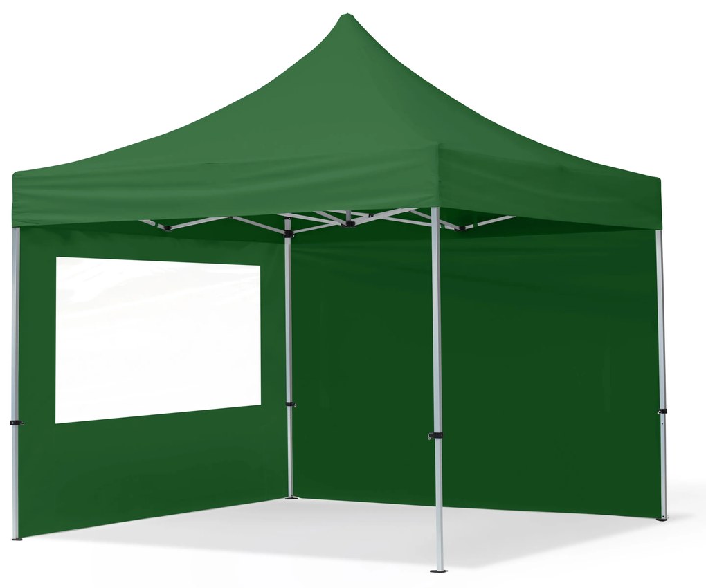 TOOLPORT Nůžkový stan 3x3 m, hliník, vč. 2 bočnic tmavě zelená - (59007)