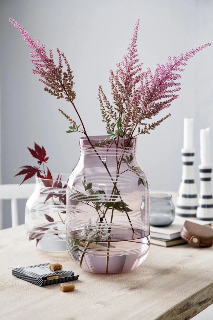 KÄHLER Skleněná váza Omaggio Plum 28 cm, růžová barva, fialová barva, sklo