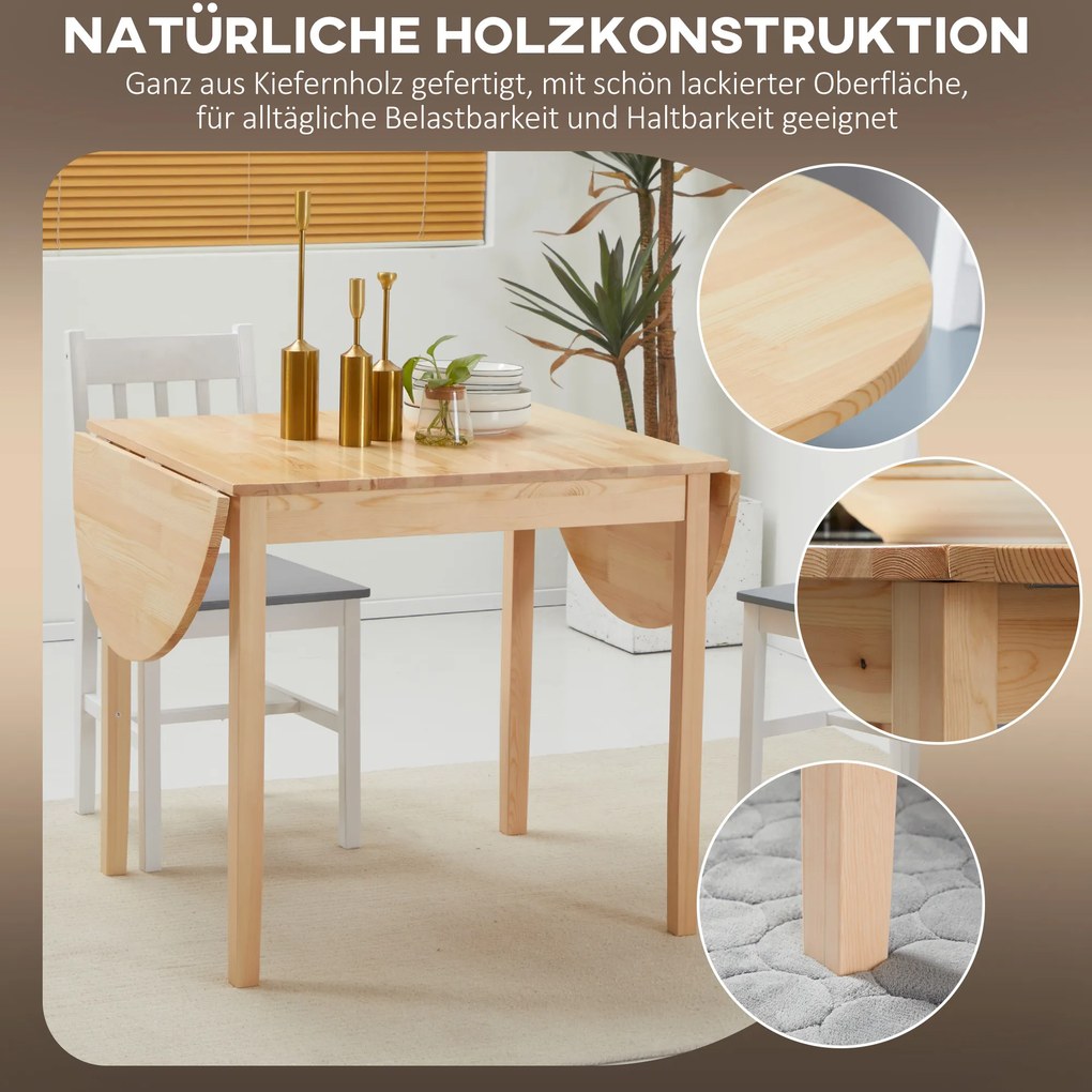 HOMCOM Skládací jídelní stůl pro 6 osob s designem se skládacími listy, oválný skládací kuchyňský stůl pro malé prostory, jídelna, kuchyně 140 x 70 x…