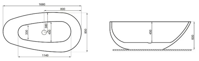 Polimat Akrylátová volně stojící vana Shila 170x85 Barva: Bílá/granat, Rozměry (cm): 170x85