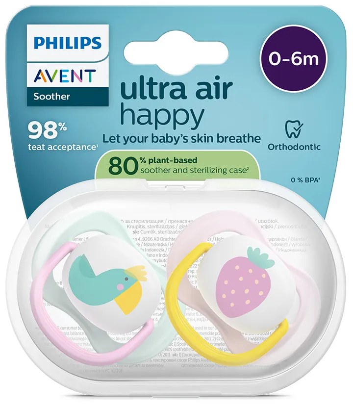 PHILIPS AVENT Šidítko Ultra air obrázek 0-6 m dívka, 2 ks Philips Avent