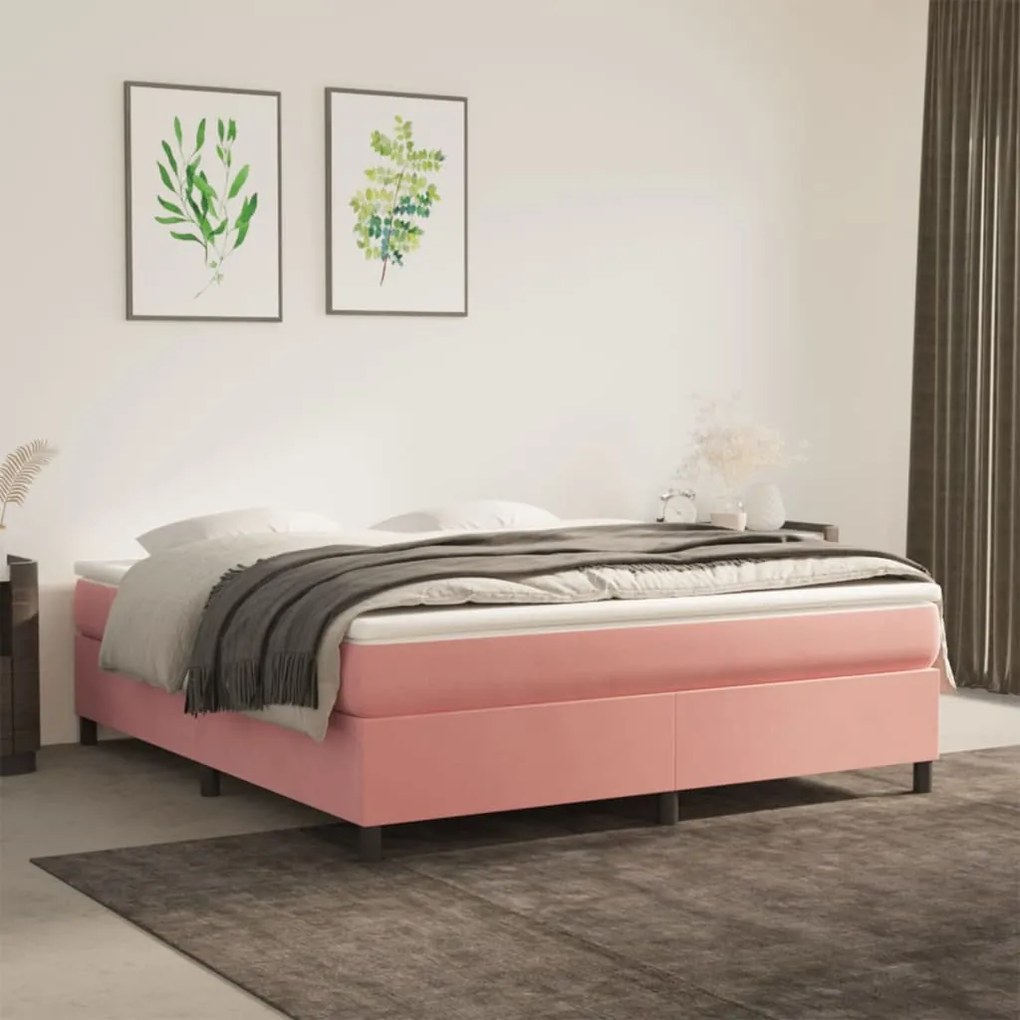 Rám postele s boxspringem růžový 160 x 200 cm samet 3121131