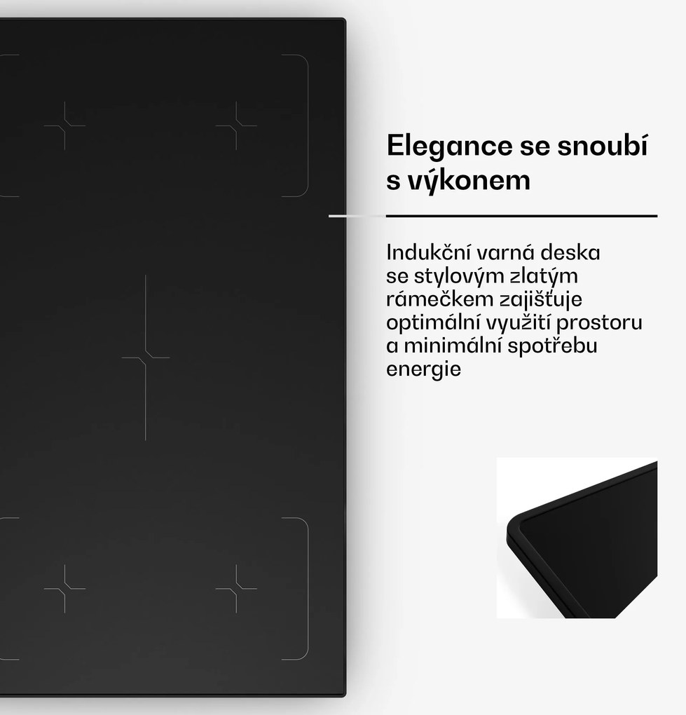 Klarstein Indukční varná deska Velaire, elegantní, minimalistická, výkonná, 5 varných zón, 7.200 W, 90 cm