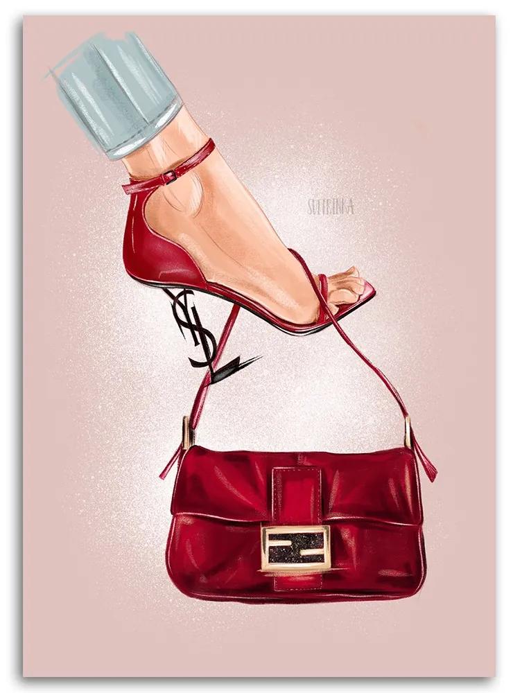Gario Obraz na plátně Červená glamour kabelka - Svetlana Gracheva Rozměry: 40 x 60 cm