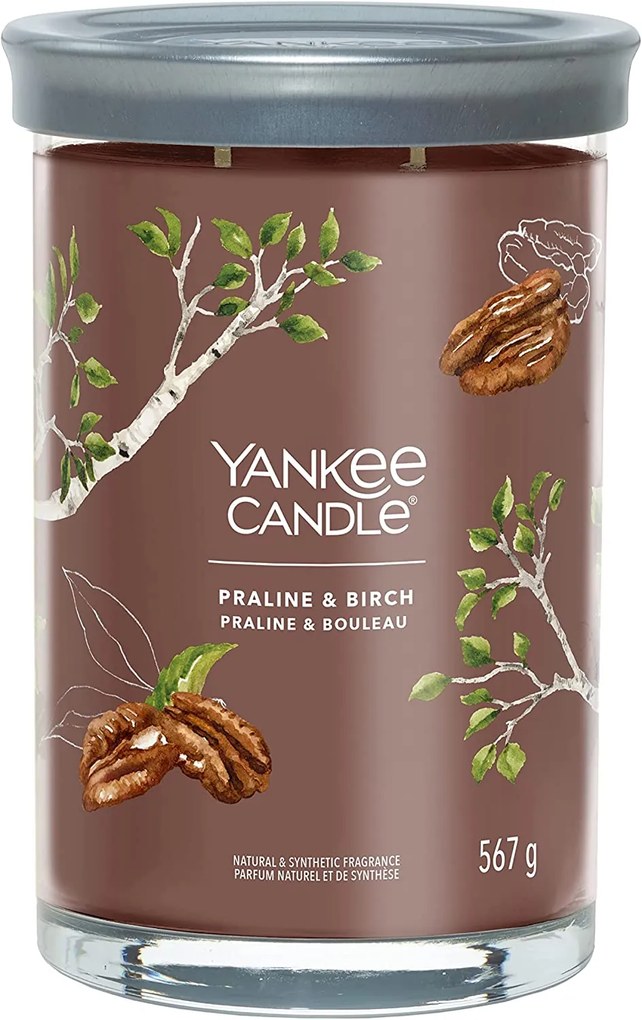 Yankee Candle vonná svíčka Signature Tumbler ve skle velká Praline & Birch 567g