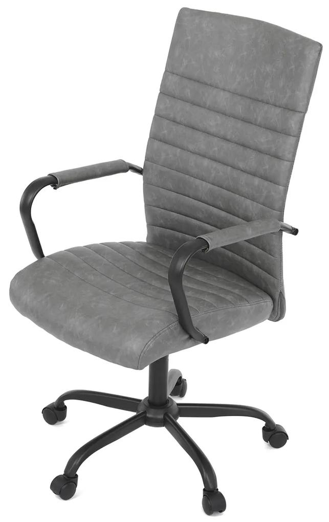 Kancelářská židle KA-V306 GREY ekokůže šedá, kov černý