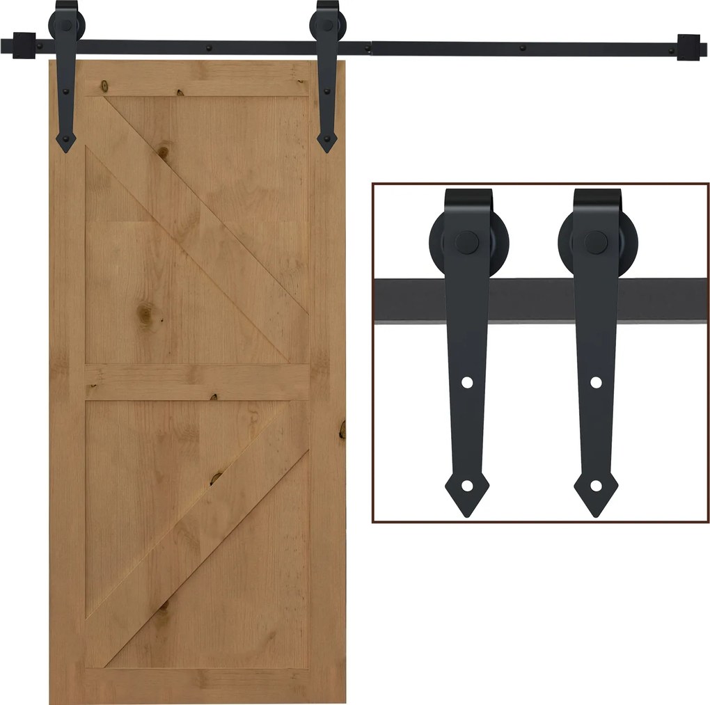 Sada posuvných dveří, rustikální design, uhlíková ocel, nosnost až 100 kg na panel