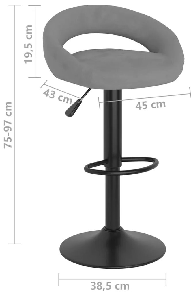 vidaXL Marketos Barové stoličky 2 ks světle šedé samet