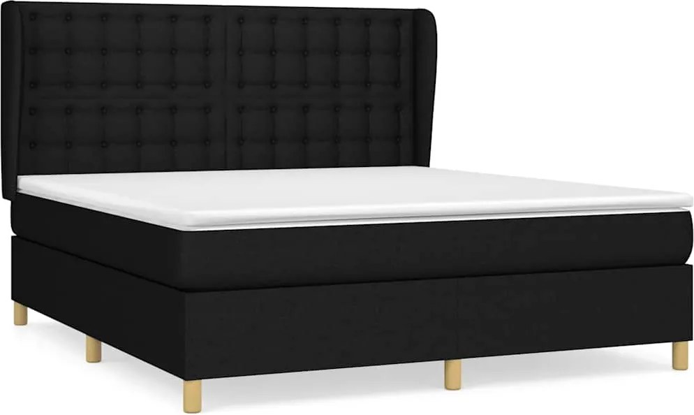 Box spring postel s matrací černá 160x200 cm textil 3128855