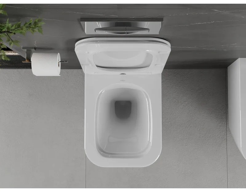 Mexen Madox, Rimless závěsná wc mísa 515x365x350 mm s pomalu padajícím sedátkem SLIM z duroplastu, bílá, 30154000
