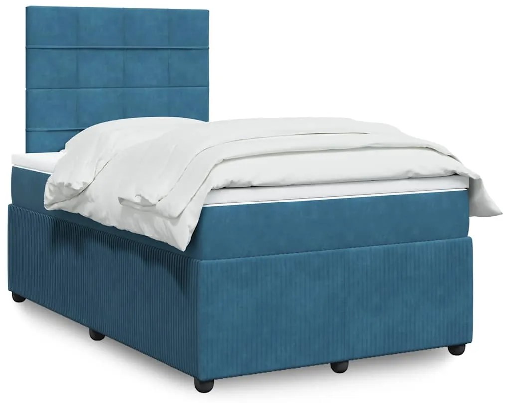 Box spring postel s matrací modrá 120 x 200 cm samet 3294614
