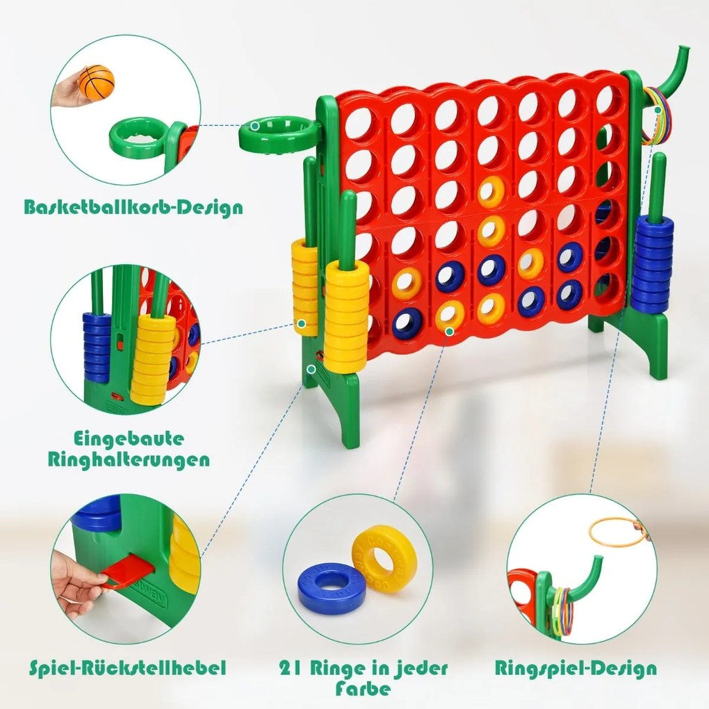 Costway Velká sada 4 v řadě Jumbo 4 v řadě červená + – 84 × 33 × 79 cm, zelený