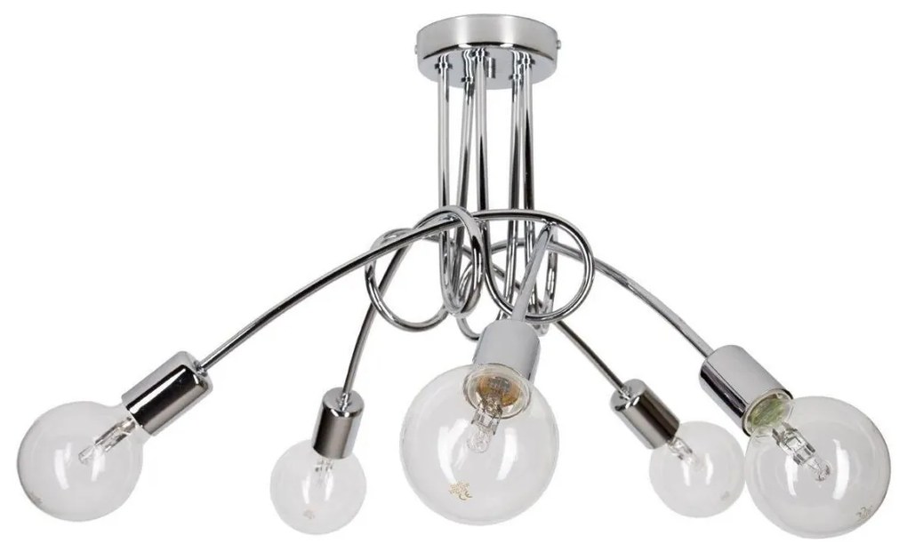 Stropní svítidlo Edison 5, chromové tělo svítidla