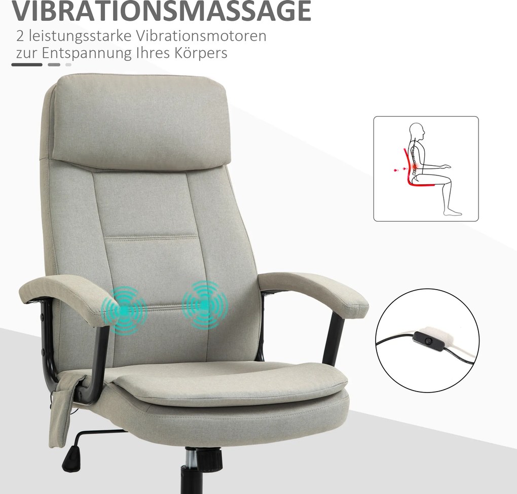 Kancelářská židle Vinsetto s masážní funkcí ergonomická výškově nastavitelná kancelářská židle s houpací funkcí béžová pro pohodlí v domácí kanceláři…