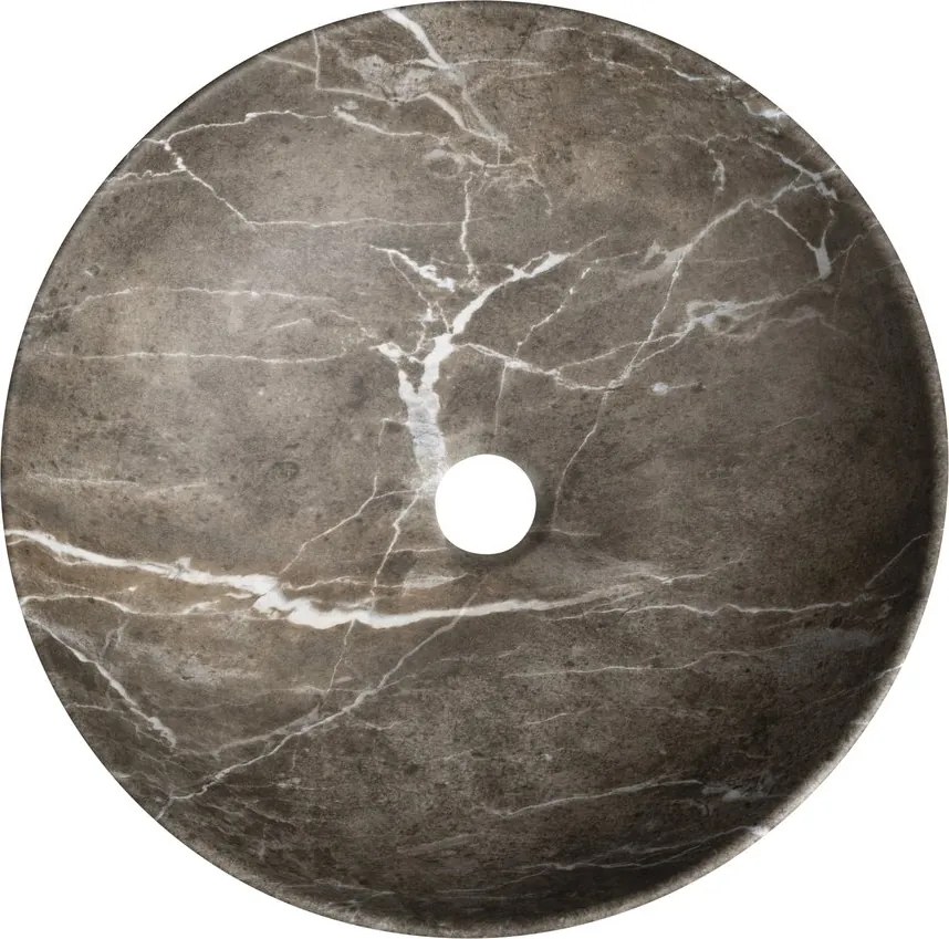 Sapho Sapho, RONDEA keramické umyvadlo na desku průměr 41cm, breccia mramor, AR445BM