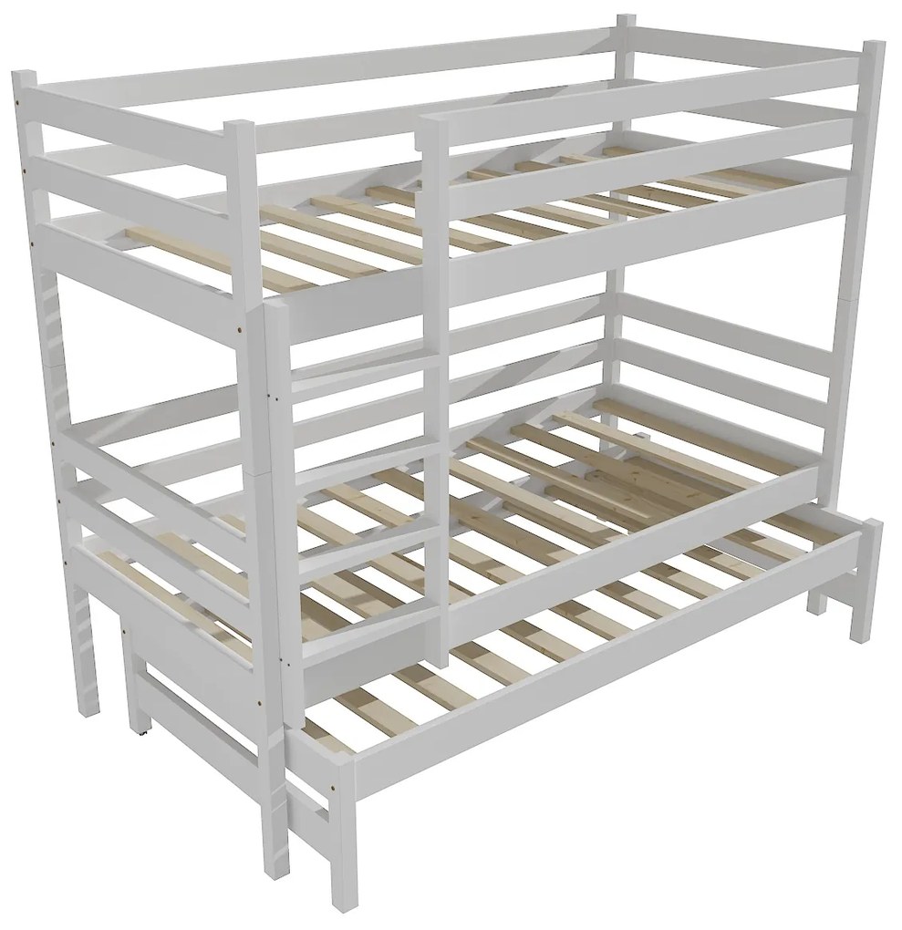 Vomaks Patrová postel s výsuvnou přistýlkou PPV 015 Rozměr: 80 x 180 cm, Barva: surové dřevo, Prostor mezi lůžky: 80 cm