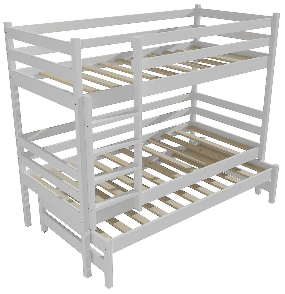 Vomaks Patrová postel s výsuvnou přistýlkou PPV 015 Rozměr: 90 x 180 cm, Barva: surové dřevo, Prostor mezi lůžky: 80 cm