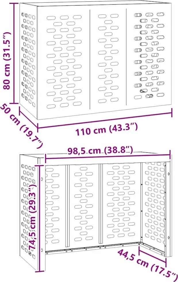 vidaXL Ochrana klimatizace Bílá 110 x 50 x 80 cm Ocel [865905]