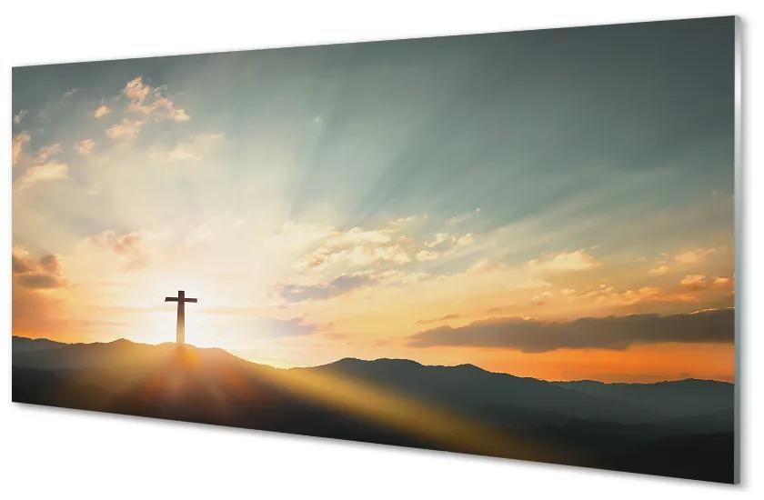 Obraz na skle Cross sun top 100x50 cm