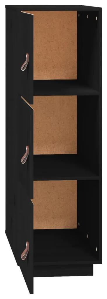 Skříň highboard černá 34x40x108,5 cm masivní borové dřevo - Default Title