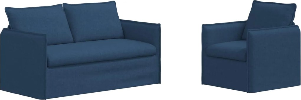 Set pohovek 2 ks Modrá Textil 3407573