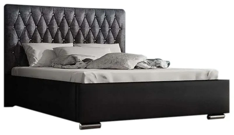 Čalouněná postel REBECA + rošt + matrace, Siena05 s krystalem/Dolaro08, 180x200