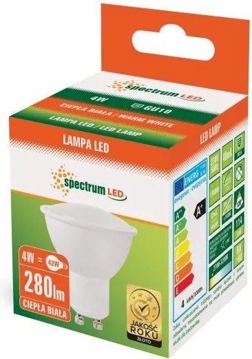 Toolight - Teplá LED žárovka GU10 230V 4W 280lm 13259, OSW-01025