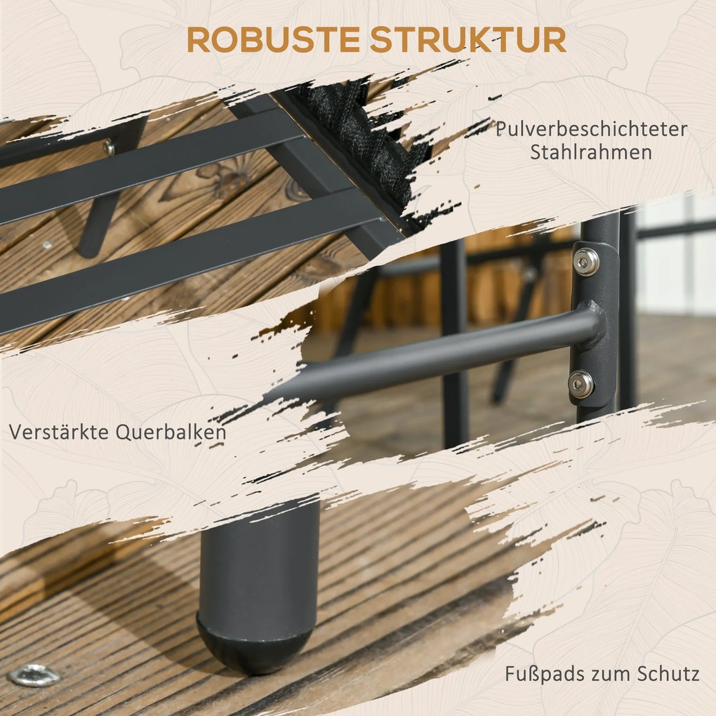 Sada 2 zahradních židlí Outsunny s polštáři, nosnost až 120 kg, zakřivený sedák ve stylu boho, kovový rám 57 x 60 x 71 cm, černá