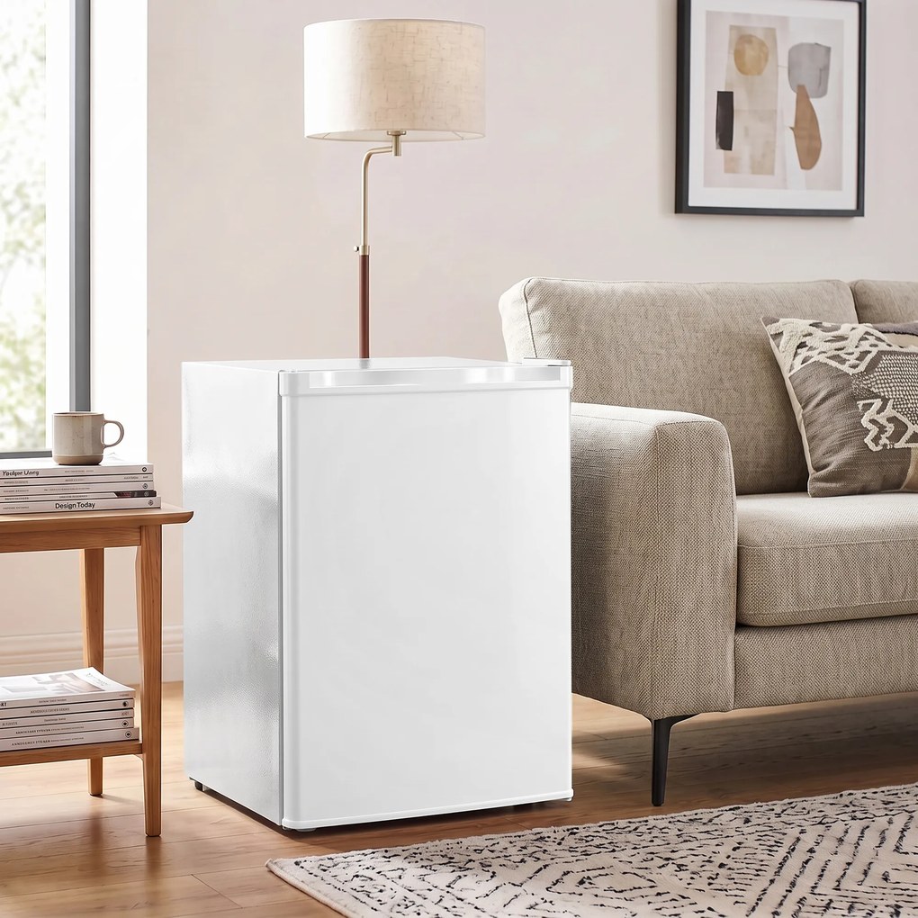 HOMCOM Mini lednička s mrazákem, nastavitelný termostat, malá lednička, jednodveřová, 72,5 l, bílá
