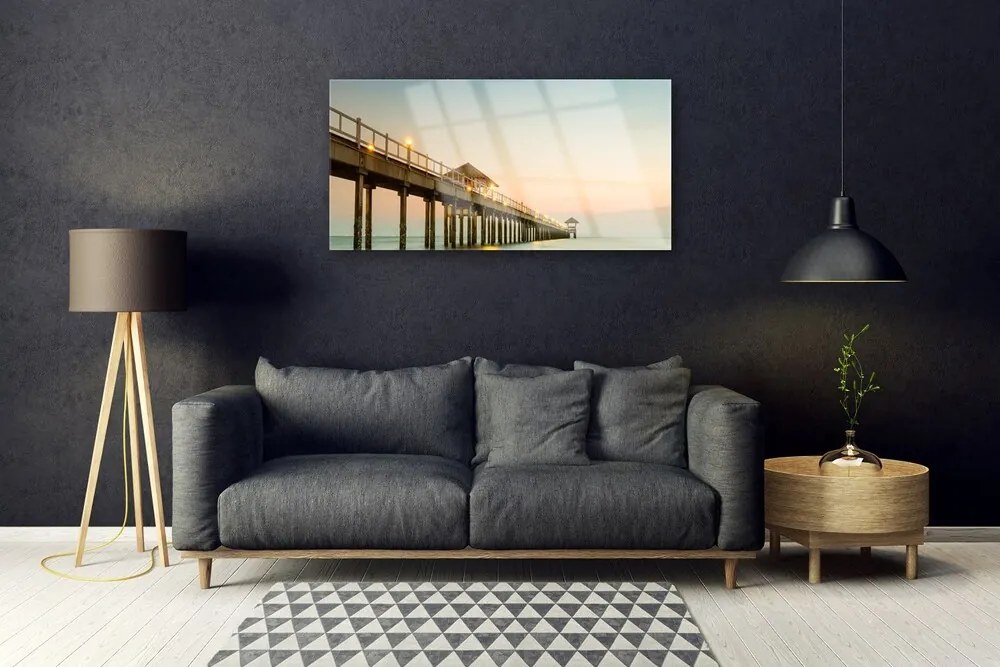 Obraz na skle Most Moře Architektura 120x60 cm