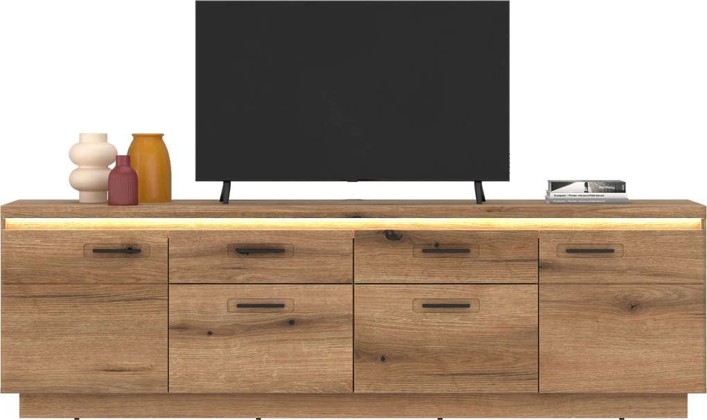 XXXLutz KOMODA POD TELEVIZI, barvy dubu, 210/64,4/44,6 cm Hom`in - TV stolky & komody pod TV - 001803080402