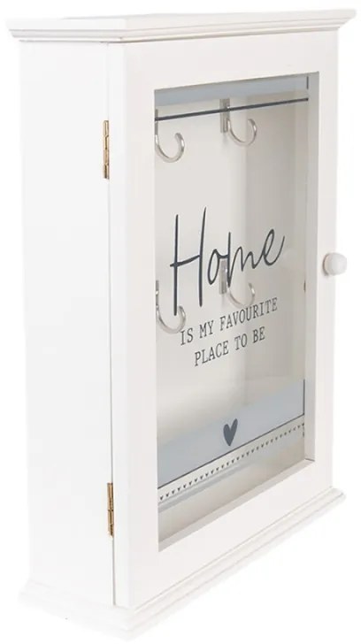 Bílá dřevěná nástěnná skříňka na klíče Home