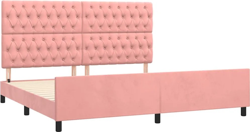Rám postele s čelem růžový 200x200 cm samet 3125963