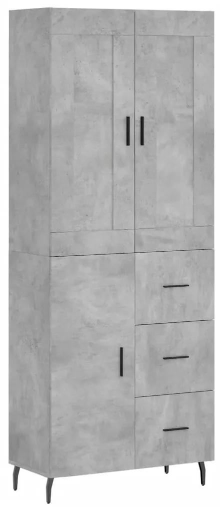 Skříň highboard betonově šedá 69,5x34x180 cm kompozitní dřevo,  3199829