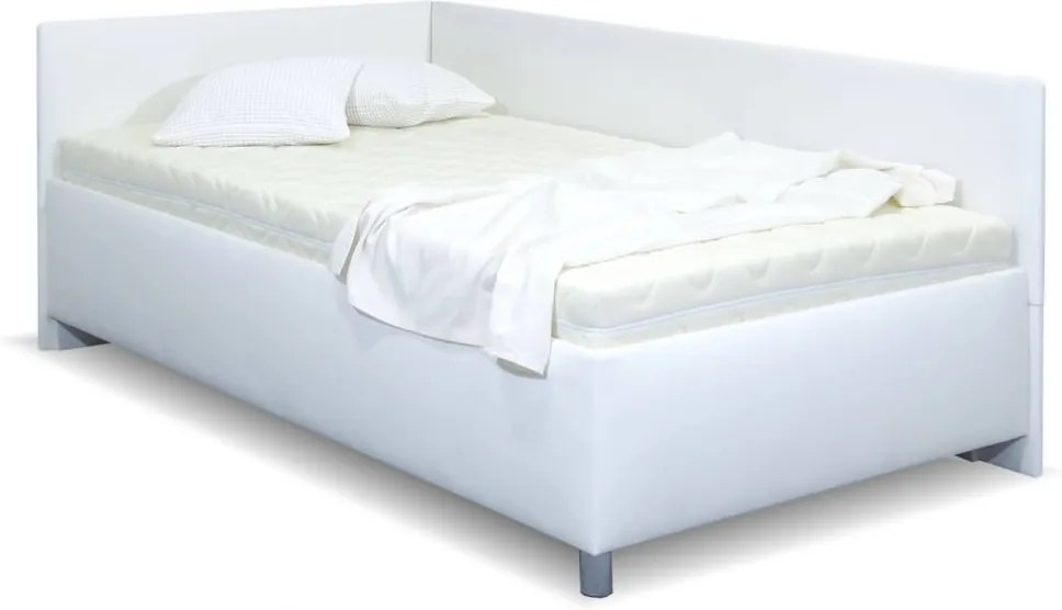 Zvýšená čalouněná postel s úložným prostorem Ryana, 140x200, bílá
