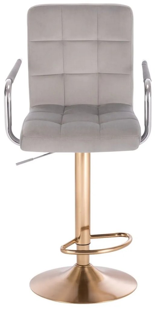 LuxuryForm DESIGN Barová židle VERONA VELUR na zlaté kulaté podstavě - světle šedá