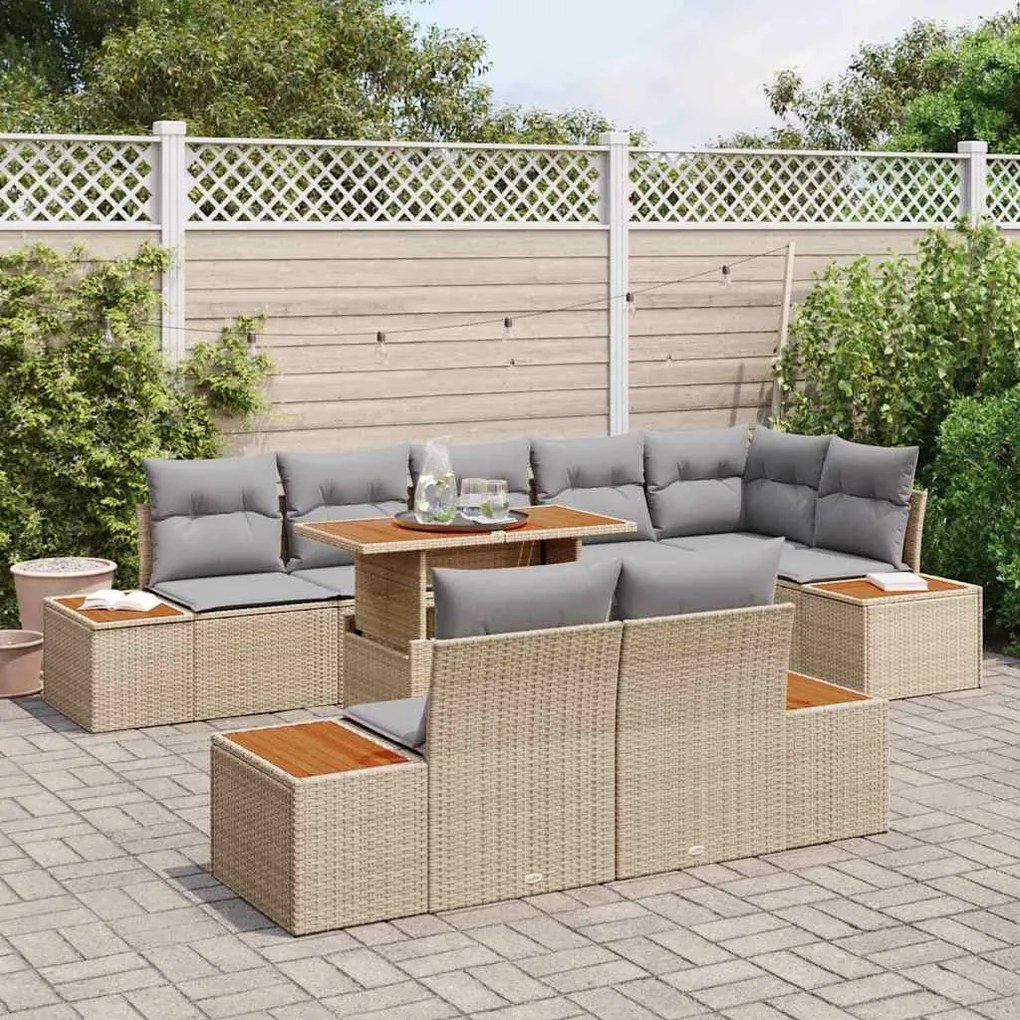 Sada zahradních pohovek 9 ks Beige a šedá 3350082