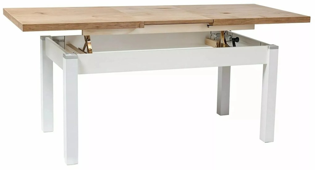 Rozkládací konferenční stolek Kleopatra 124/164 cm dub lancelot/bílý
