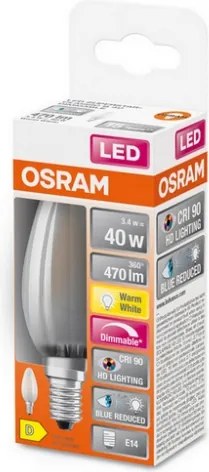 LED žárovka E14 OSRAM 3,4W (40W) teplá bílá (2700K) stmívatelná svíčka