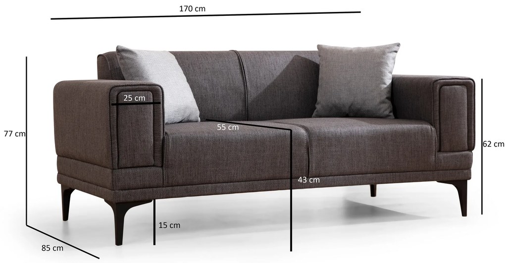 Hanah Home Dvoumístná pohovka HORIZON tmavě šedá 170 cm