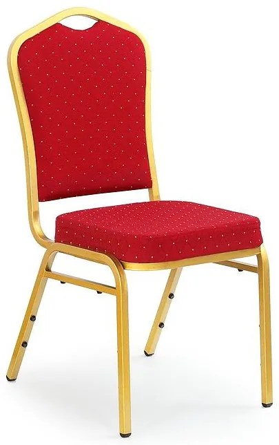 Čalouněná jídelní židle Kelyn 1, lakovaná ocel + tkanina, zlatá / červená