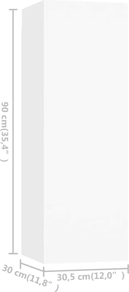 TV skříňky 4 ks bílé 30,5 x 30 x 90 cm kompozitní dřevo 3078741