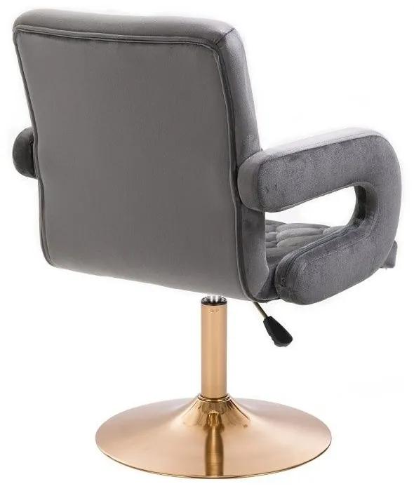 LuxuryForm Židle BOSTON VELUR na zlatém talíři - šedá