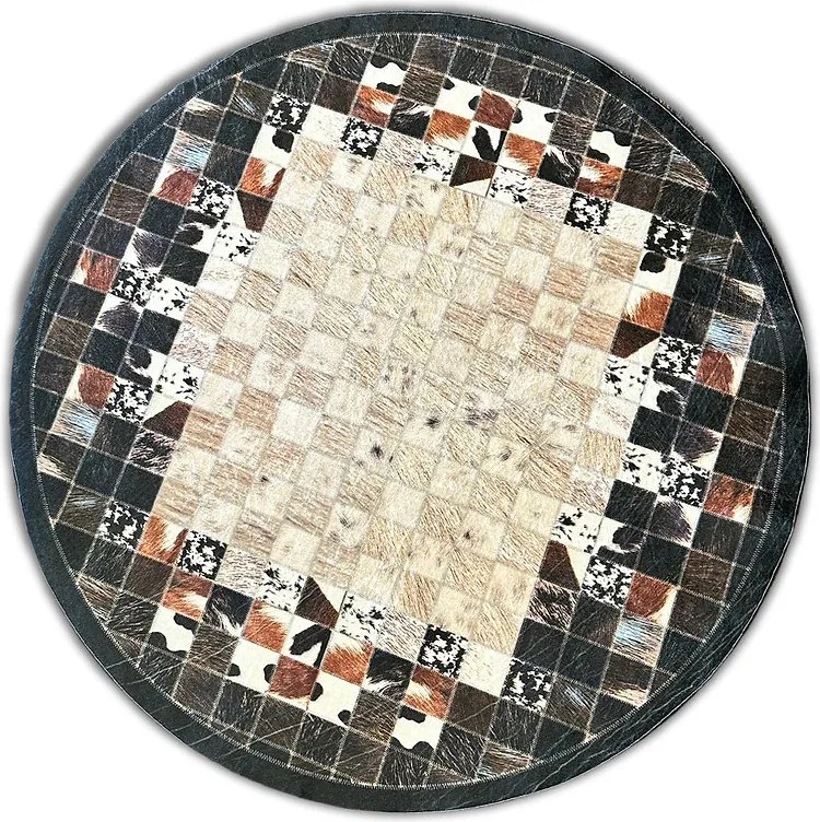 BE Koberec Porte 2054 BLACK - černý béžový kulatý Rozměr: 80 cm