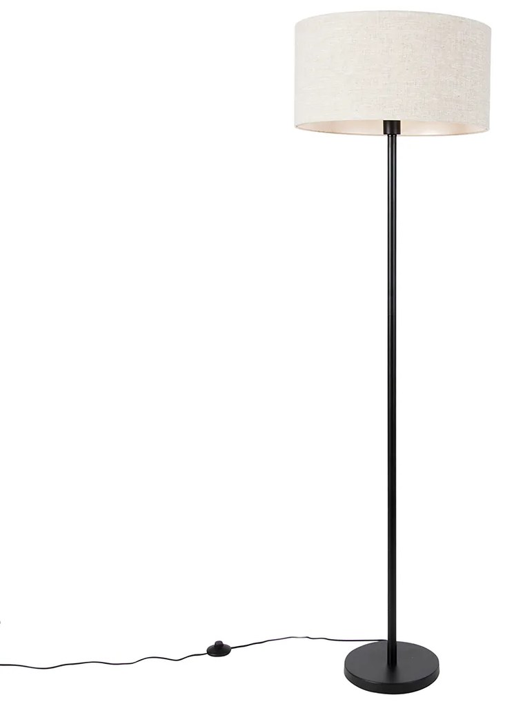 Stojací lampa černá s světle šedým stínítkem 50 cm - Simplo