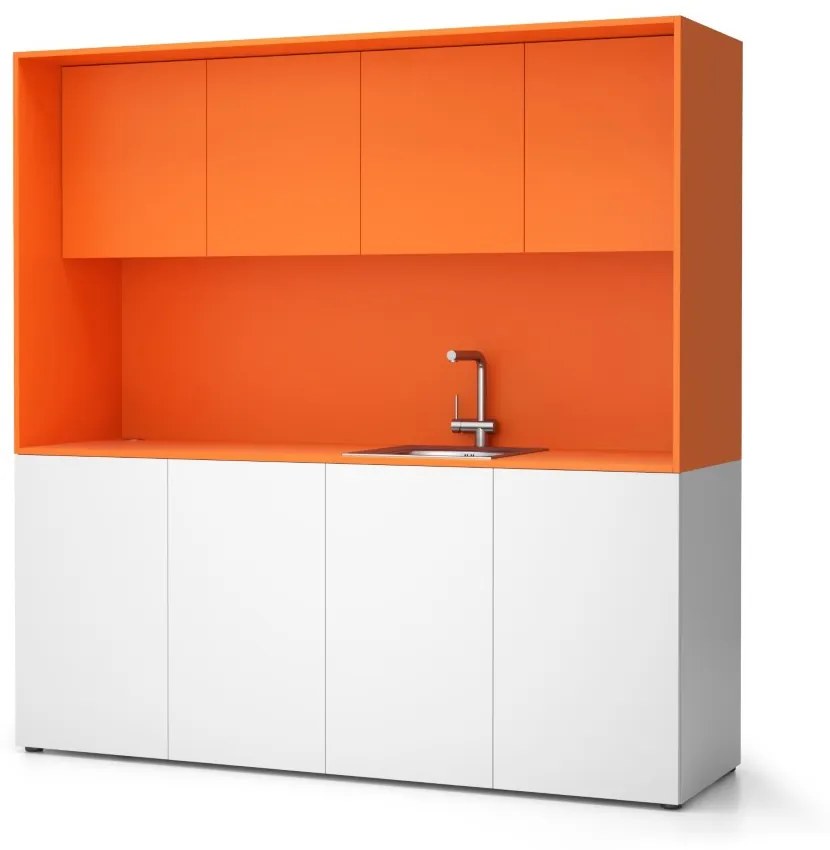 Kuchyňka NIKA se dřezem a baterií 1963 x 600 x 2000 mm, oranžová, pravé