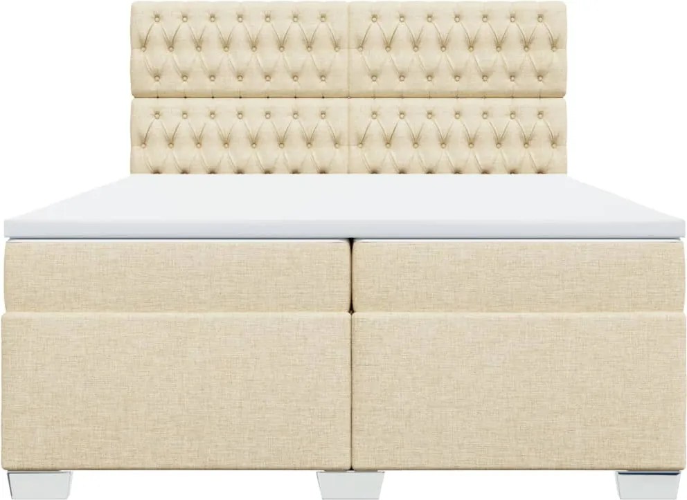 Box spring postel s matrací krémová 200x200 cm textil 3290607