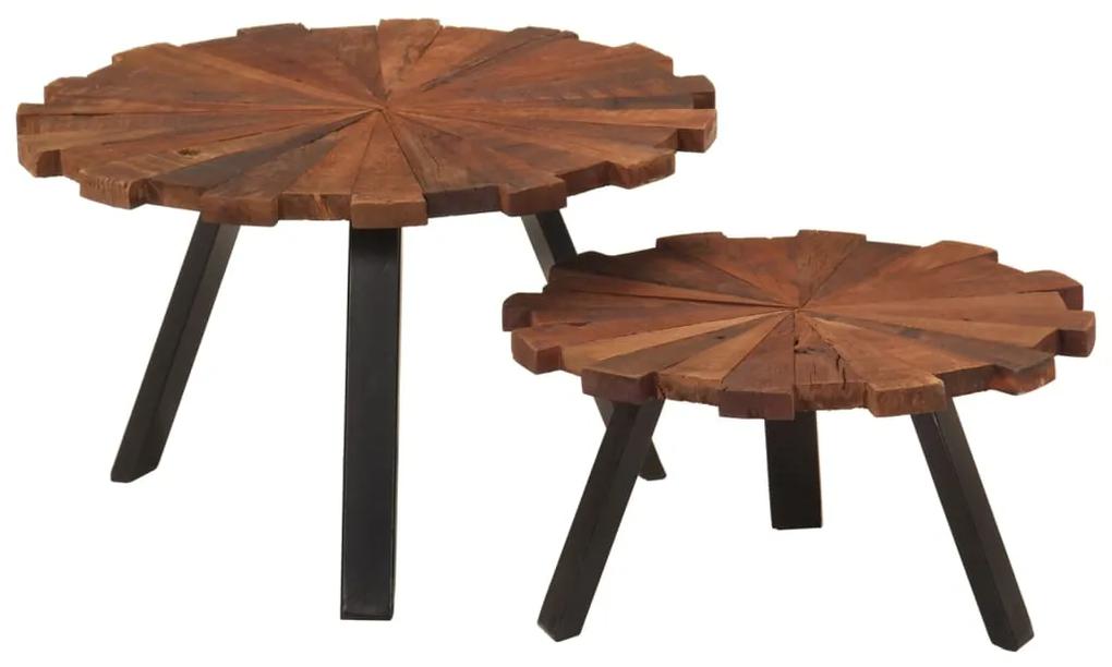 Konferenční stolky 2 ks masivní recyklované dřevo a železo,  356250